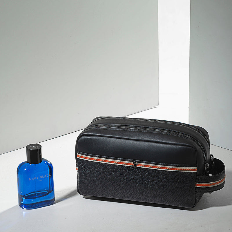 Shaving Kit Double Zipper Leather Toiletry Bag | Premium Men’s Grooming