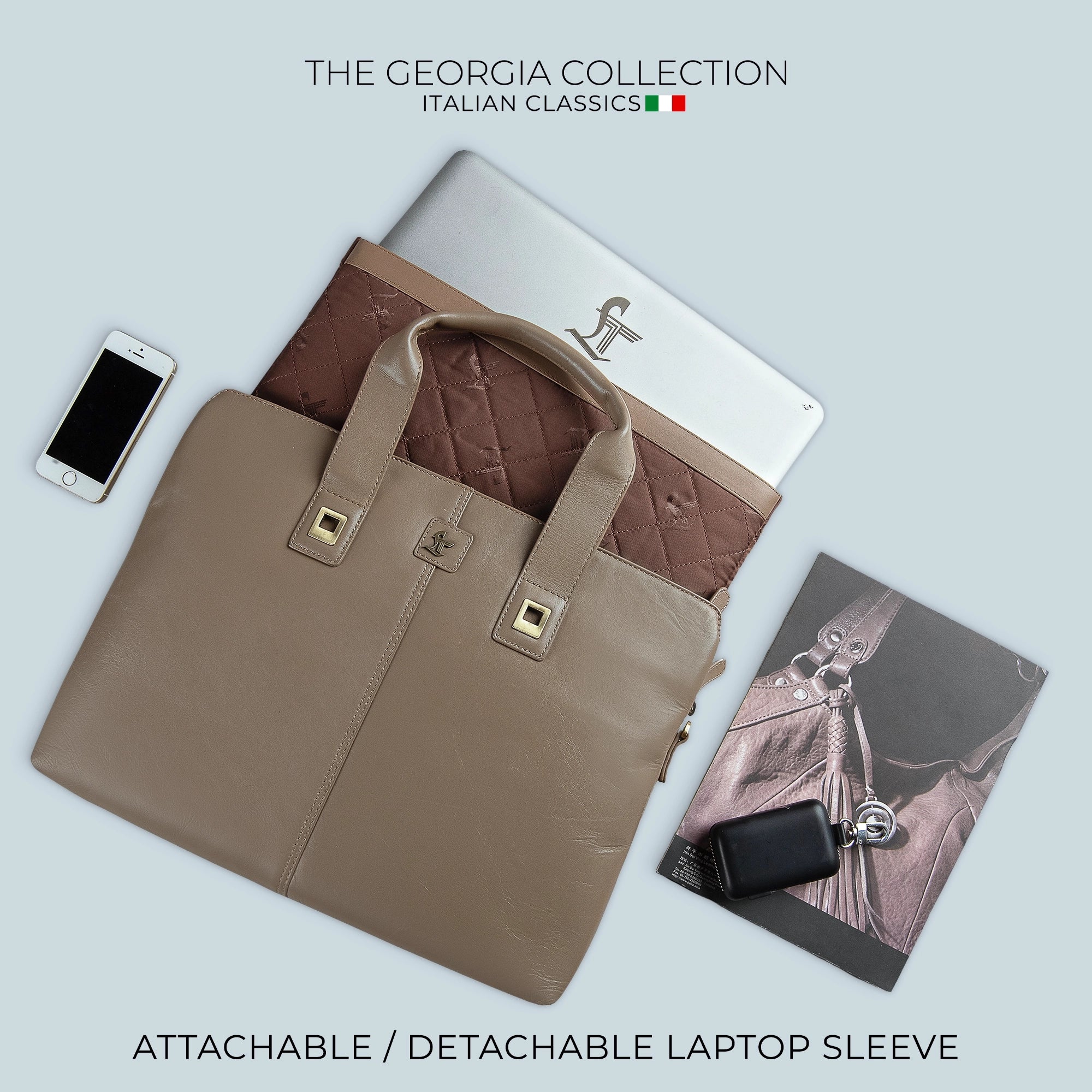Georgia Collection | Genuine Leather Laptop / Office Bag For Men | Fit