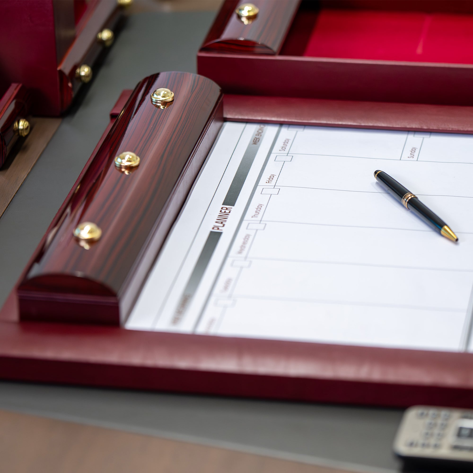 Leather Desktop Planner in Cherry Color – Leather Talks