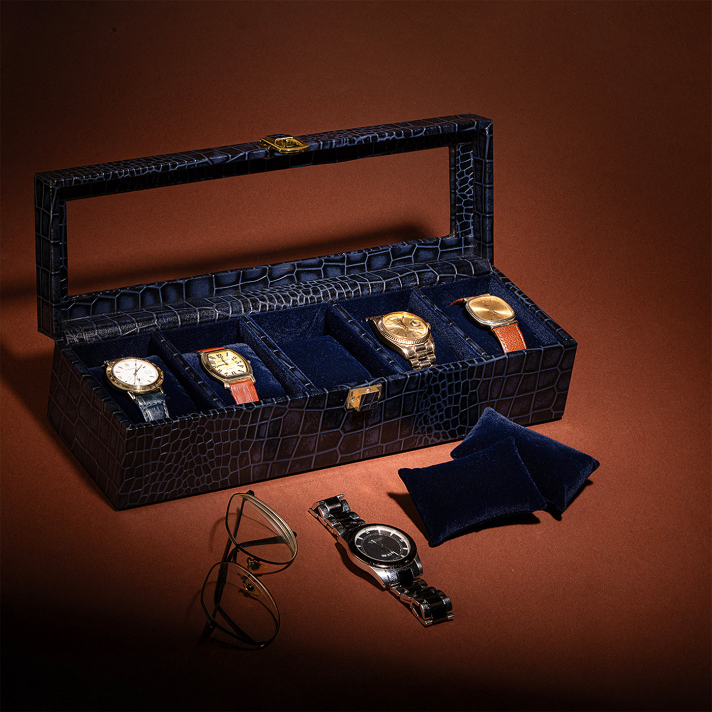 5 Watch BoxLuxury 5 Slot Watch Box Collection | Genuine Leather Watch Cases