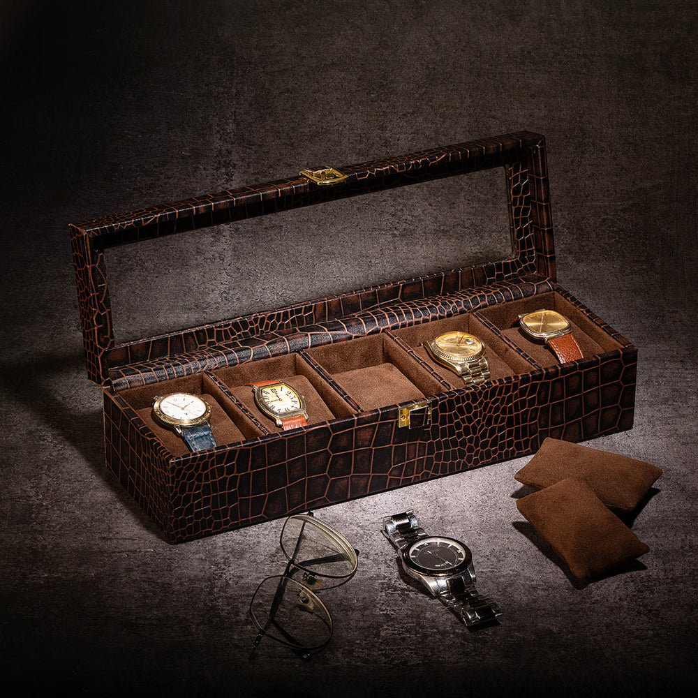 5 Watch BoxLuxury 5 Slot Watch Box Collection | Genuine Leather Watch Cases