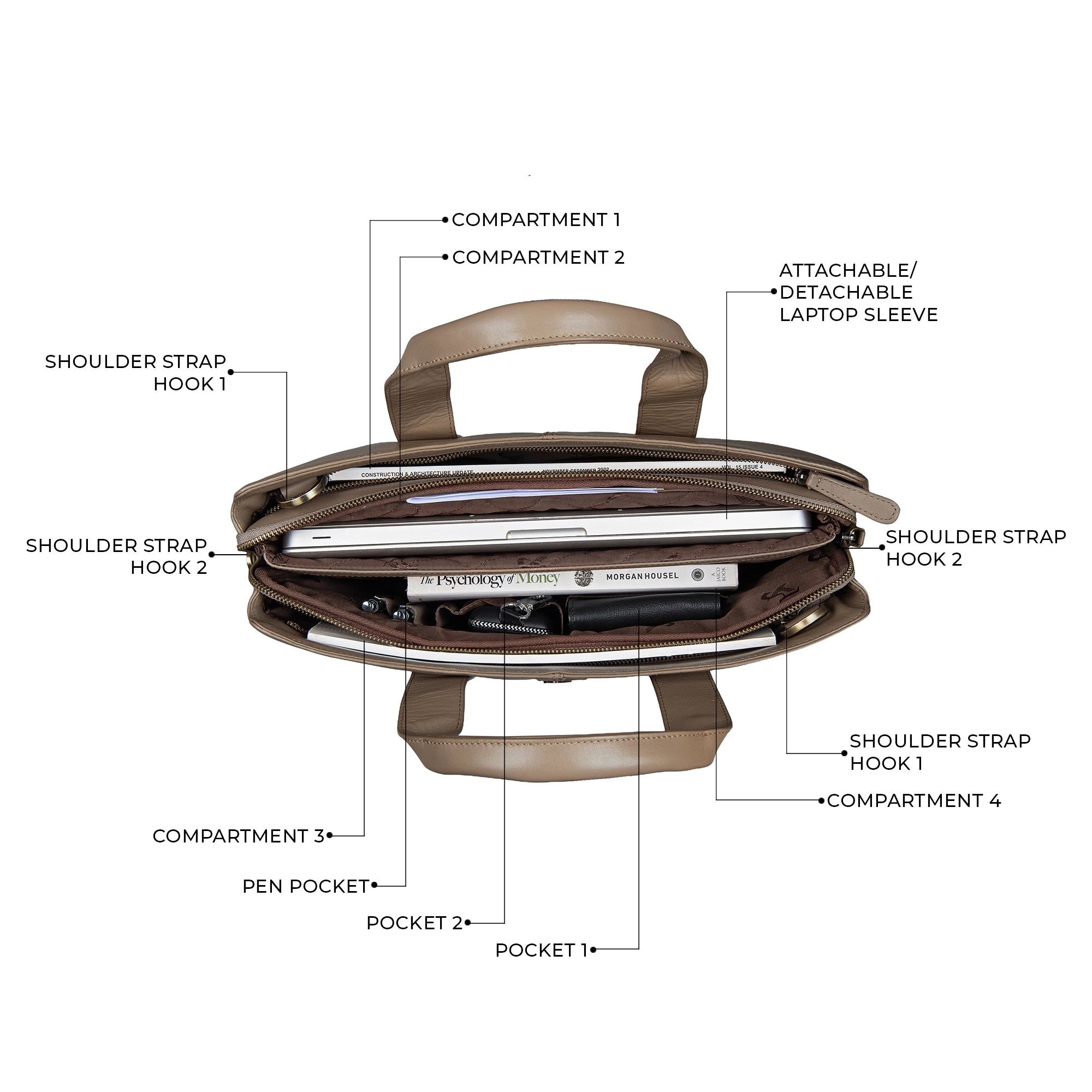 Georgia Collection | Genuine Leather Laptop / Office Bag For Men | Fit