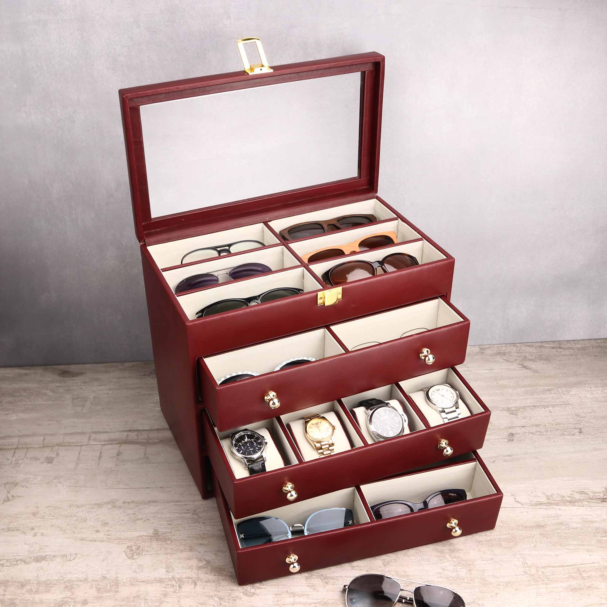 Buy Leather Watch & Sunglass Organizer | Watch Storage Box