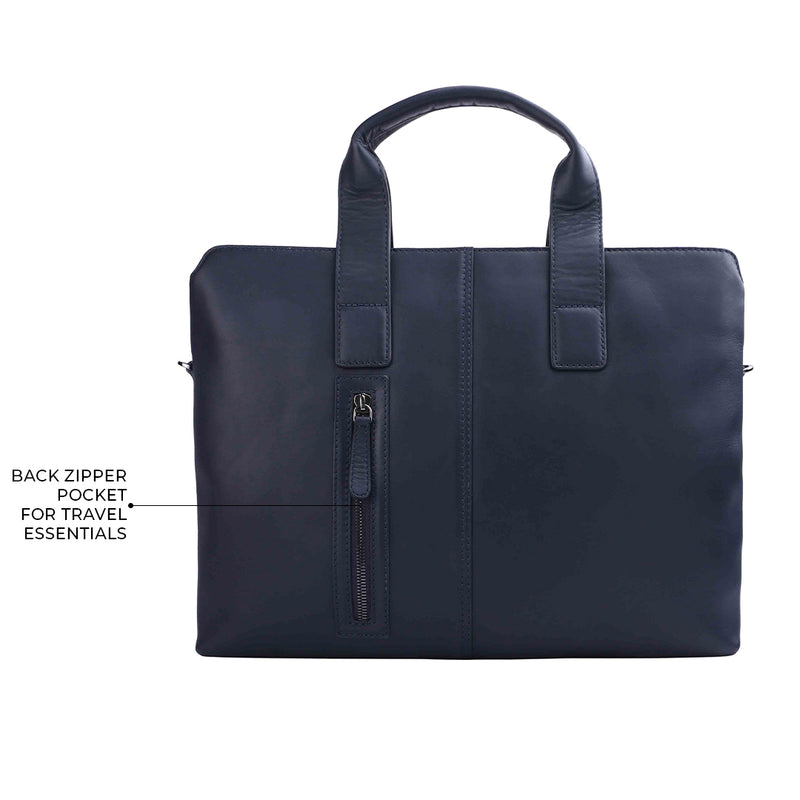 Buy Genuine Leather Laptop / Folio Bag For Men | Navy Blue – Leather Talks