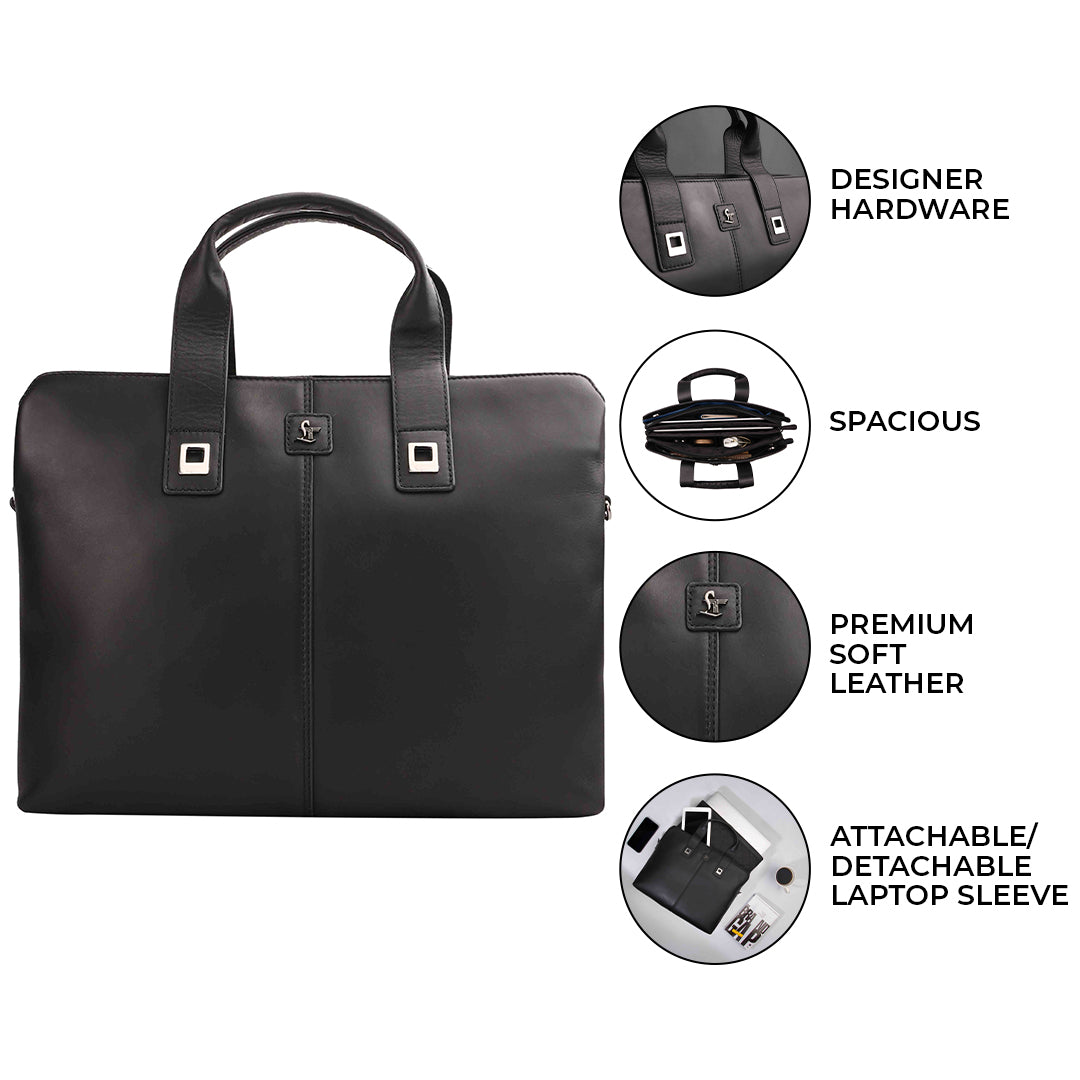 Buy Leather Portfolio / Laptop Bag For Men | Black – Leather Talks