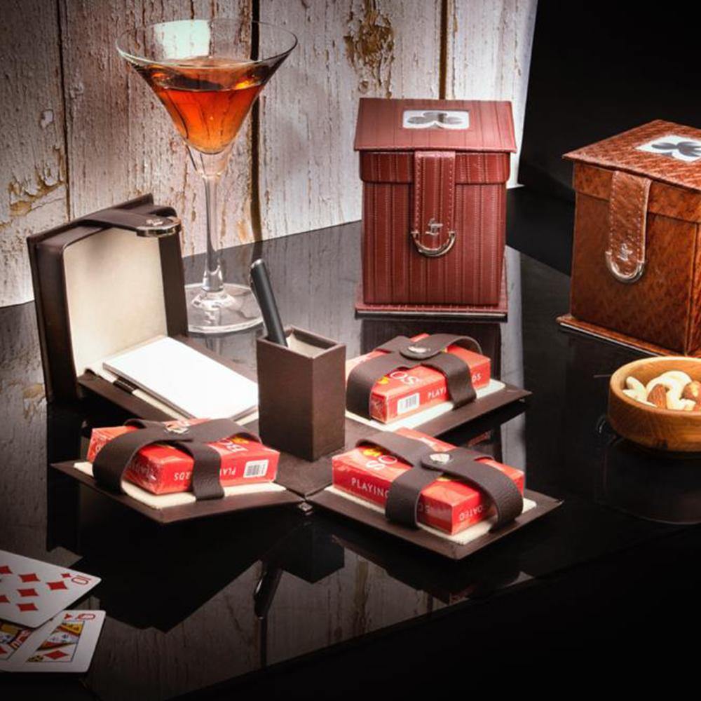 Poker Box; Leather Poker Box; Leather Poker Set; playing cards box